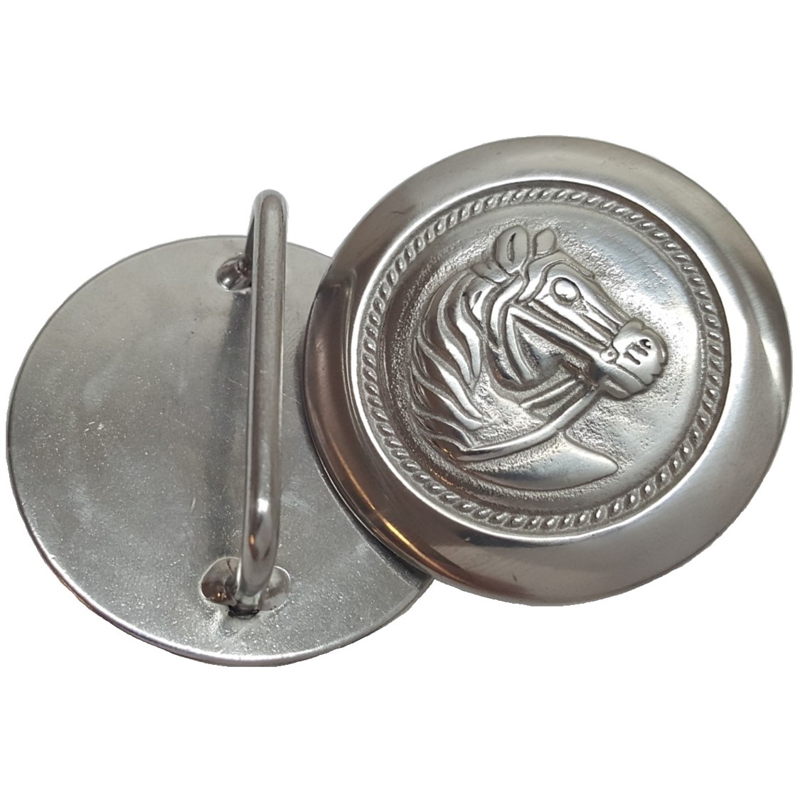 2 Pack 1-7/8" Large Horse Head Silver Loop Conchos - Hill Leather Company