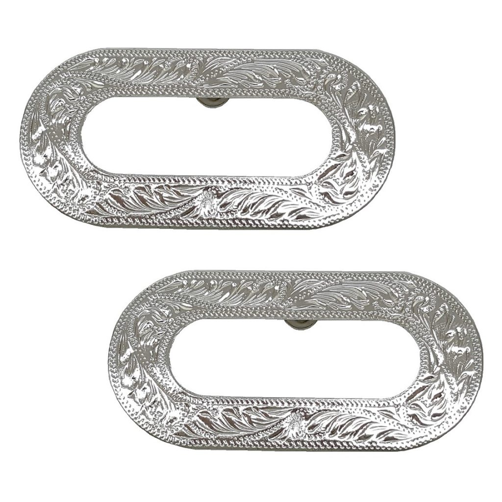 2 Pack Silver Engraved Western Saddle Strap Trim Plate With Chicago ...
