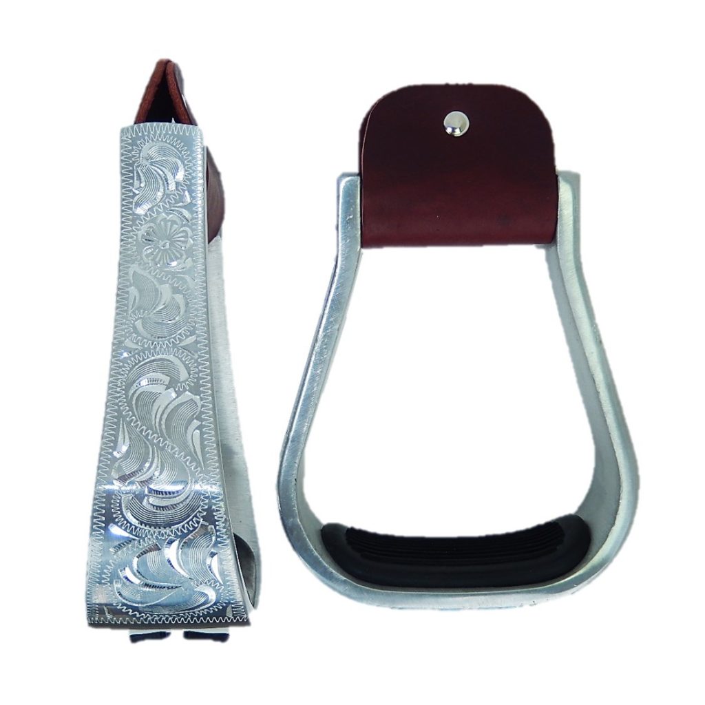 Western Saddle Stirrups Engraved Aluminum 2" - Hill Leather Company
