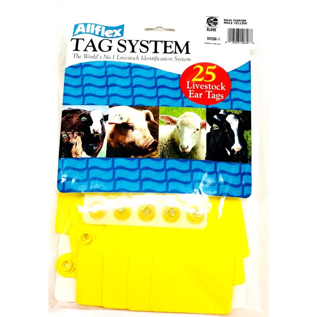 25 Pack Allflex™ Maxi Yellow, Blank, Livestock Ear Tags - Hill Leather ...