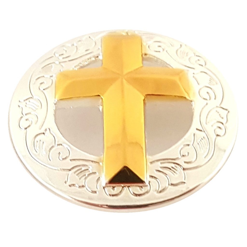 Engraved Gold Cross Concho 2 Pack 1-1/8" Concho With Screws - Hill ...