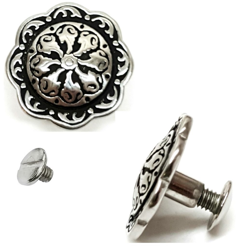 2 Pack Set JW 1" Round Berry Concho With 1/4" Chicago Screw - Hill ...