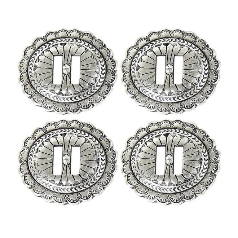 Western Saddle Conchos 4 Pack Set, 1-1/2" Antiqued Silver Screw In ...