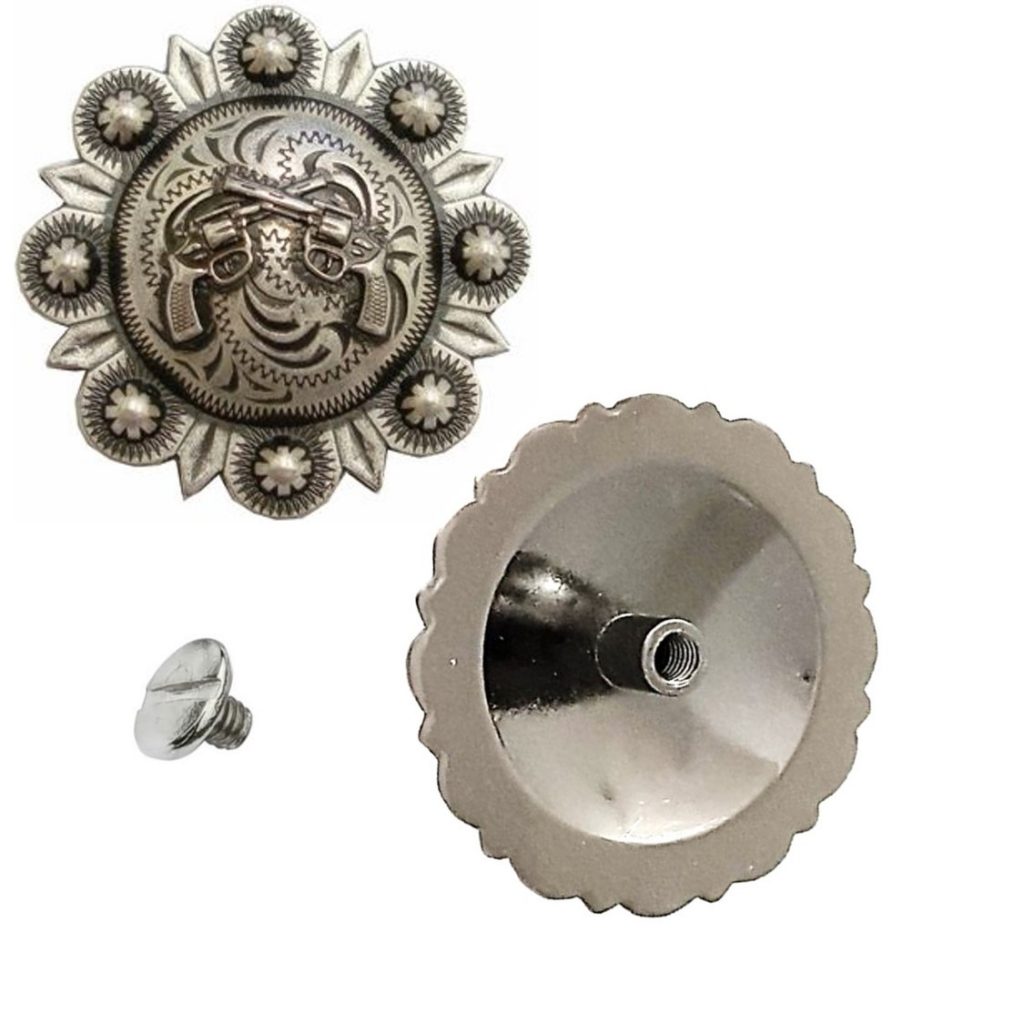 2 Pack 1-1/2" Berry Concho With Pistols (Screw Back) - Hill Leather Company