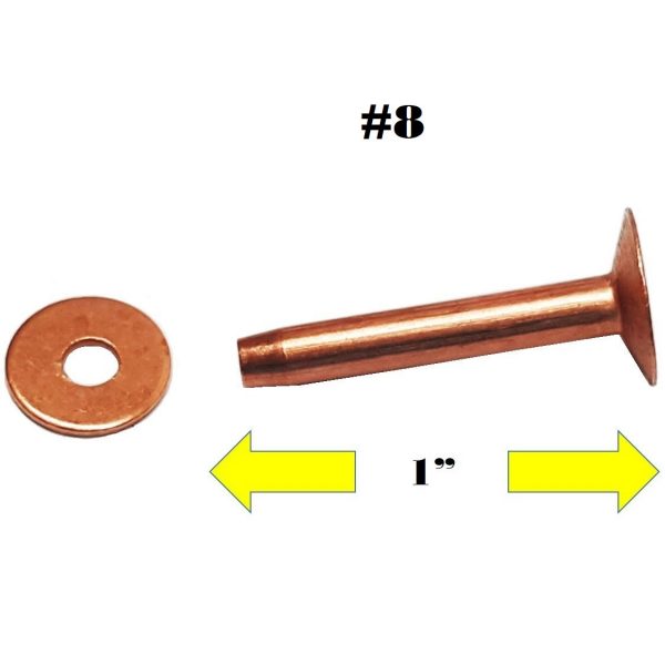 10 Pack #8 Solid Copper Rivets And Burrs - 20 Pieces Total - Hill ...